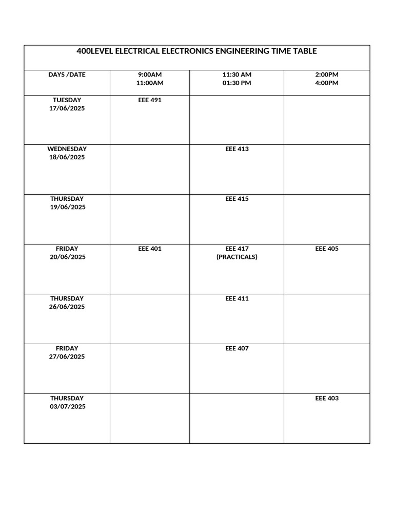 400level EEE Times Table | PDF