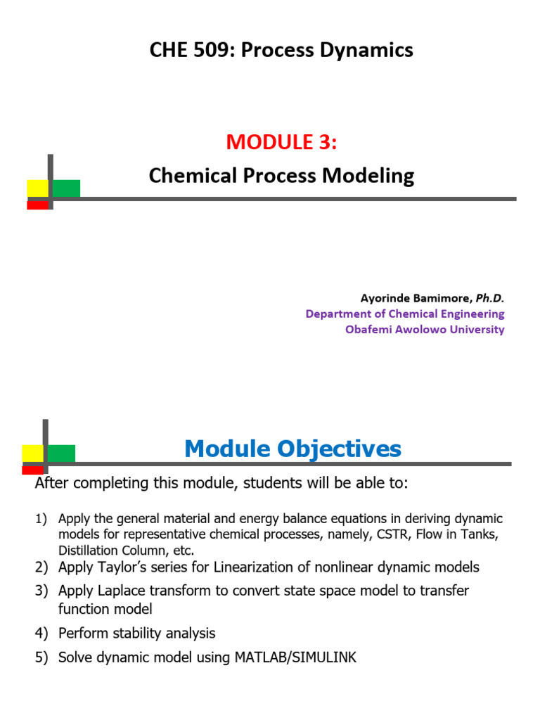 WEEK 3 MODULE 3 - Chemical Process Systems Modeling2 | PDF | Chemical Reactor | Nonlinear System