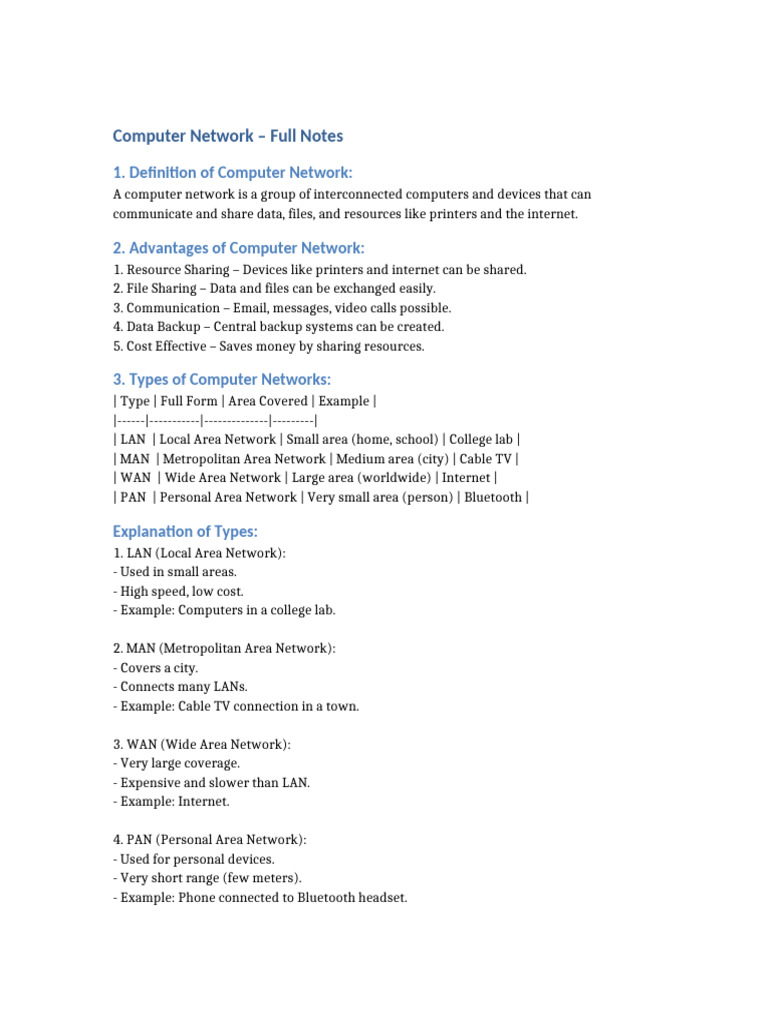 Computer Network Notes Ushmita | PDF | Computer Network | Local Area ...