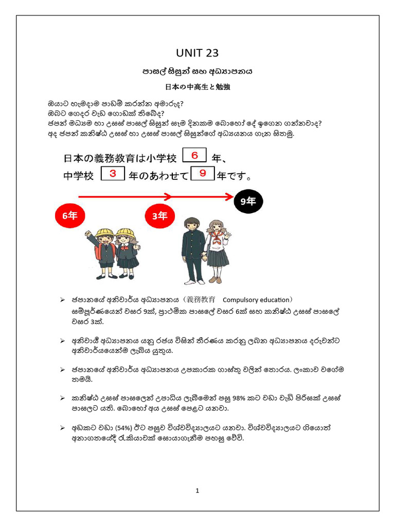 Grade 10 Japanese UNIT 23 | PDF