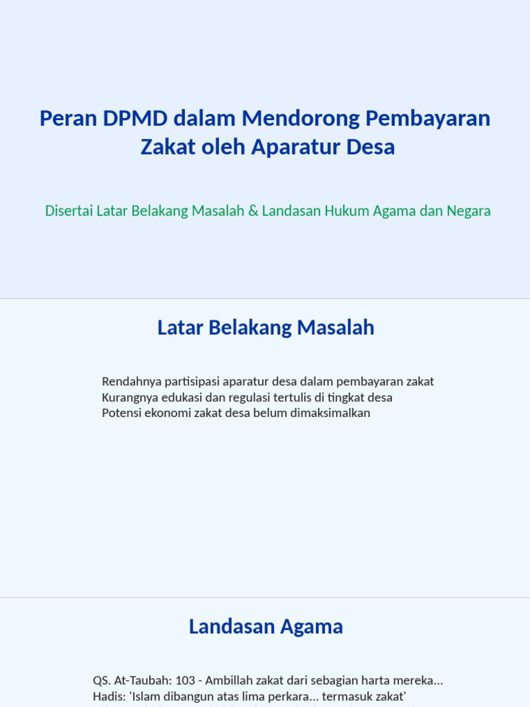 DPMD Dorong Pembayaran Zakat Desa | PDF