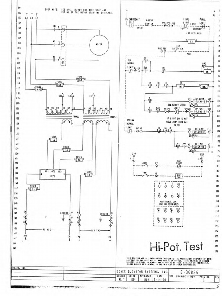 Dover Hydro Wiring Diagram DV-HF-1980-WD-999-008 4S SABP SECURITY PWR ...