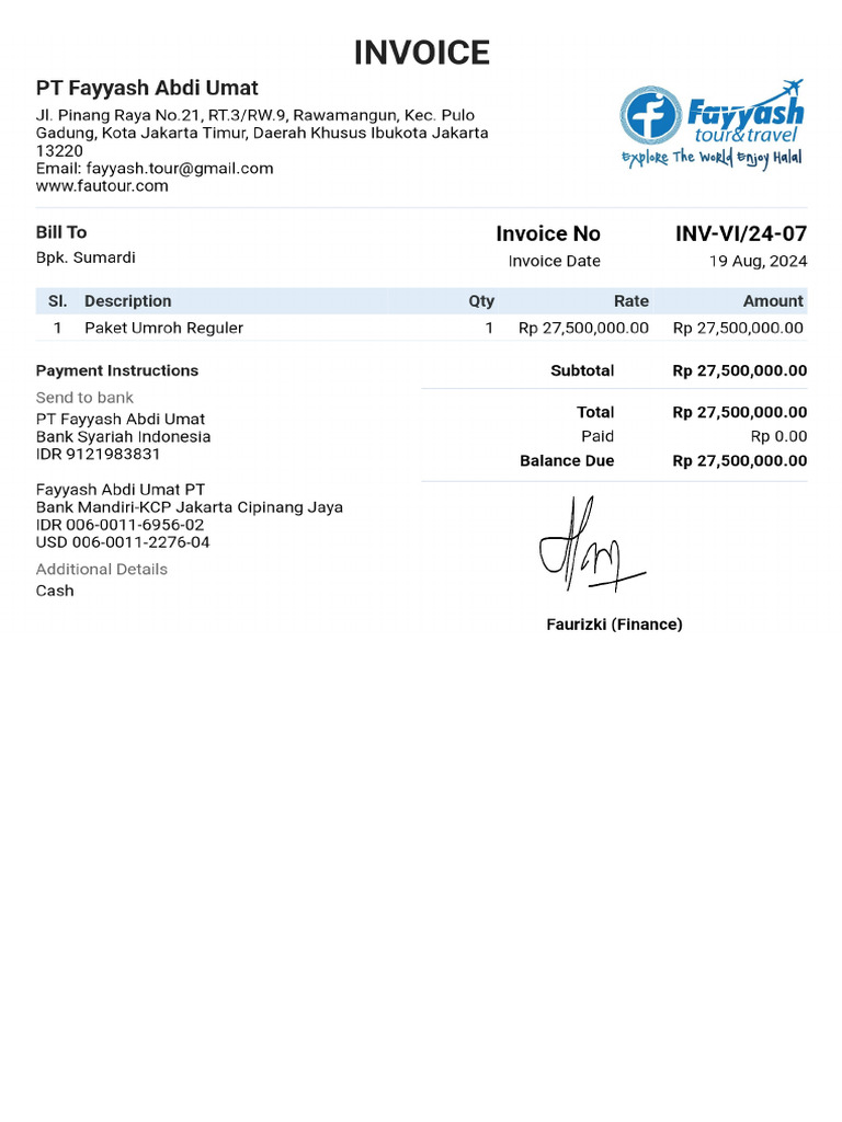 Invoice INV VI24 07 | PDF