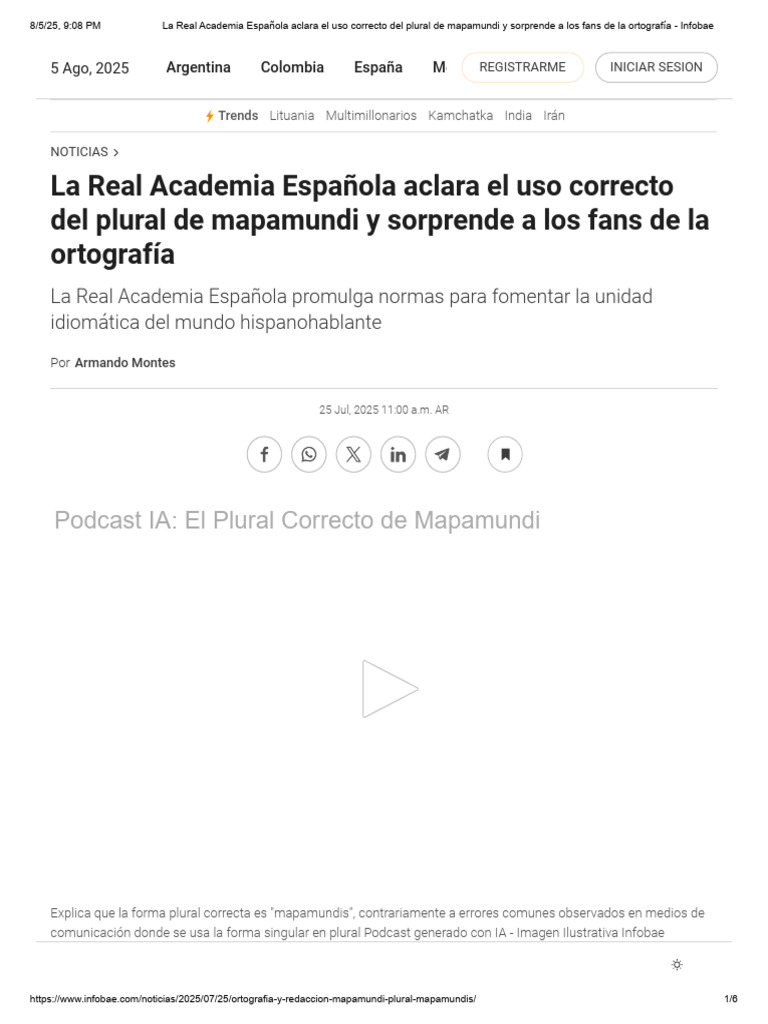 La Real Academia Española Aclara El Uso Correcto Del Plural de ...