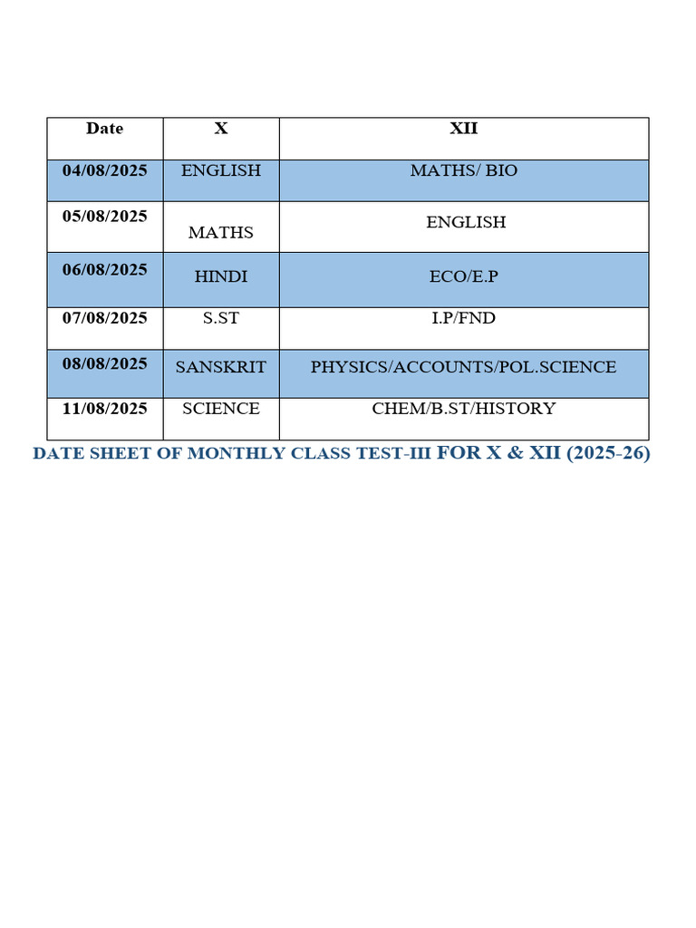 Class Test 3 | PDF