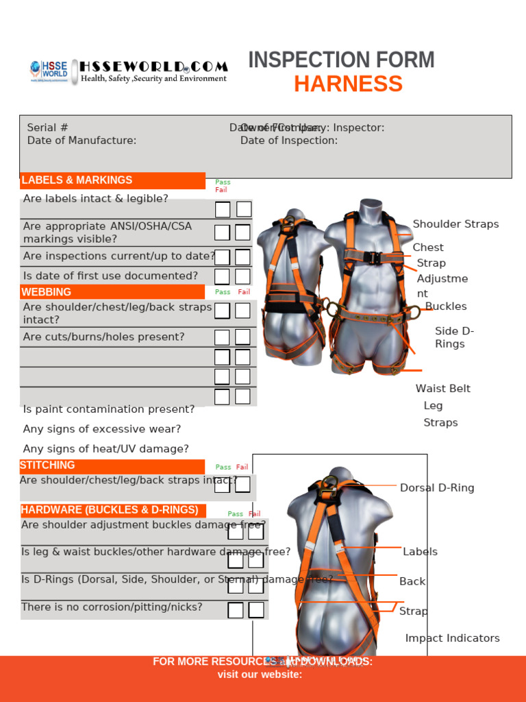 Harness Inspection Checklist Form | PDF
