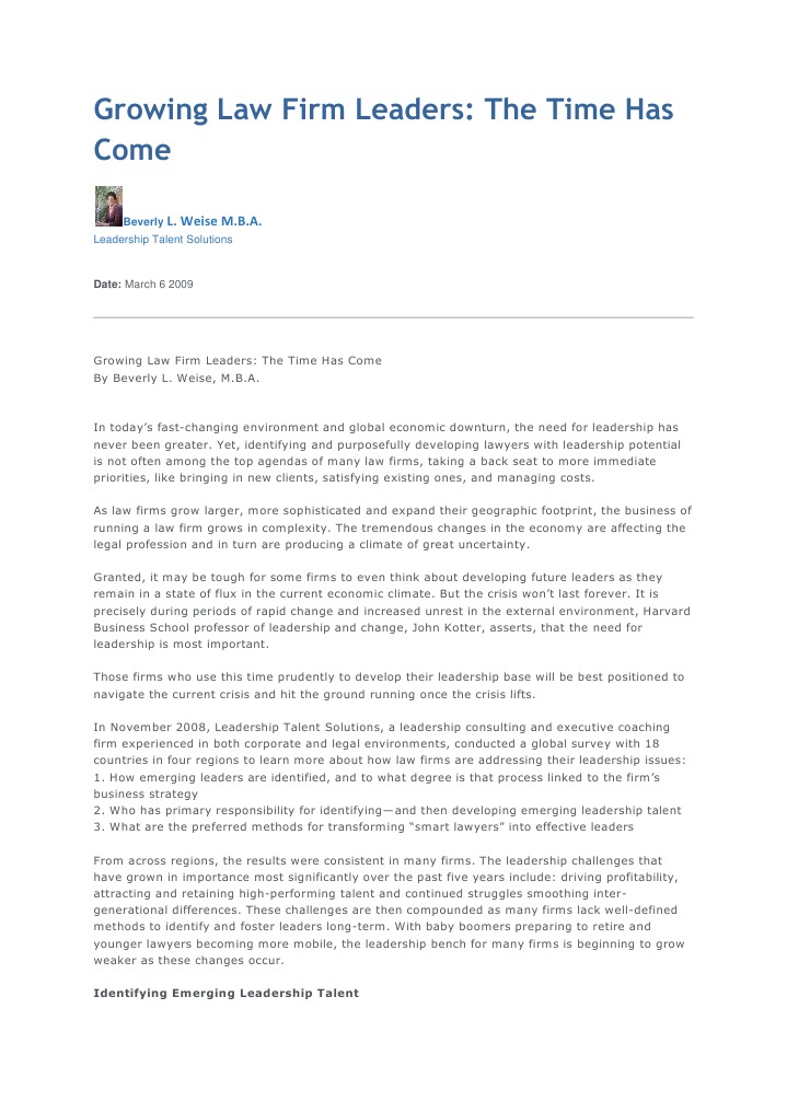 Growing Law Firm Leaders | PDF | Mentorship | Leadership