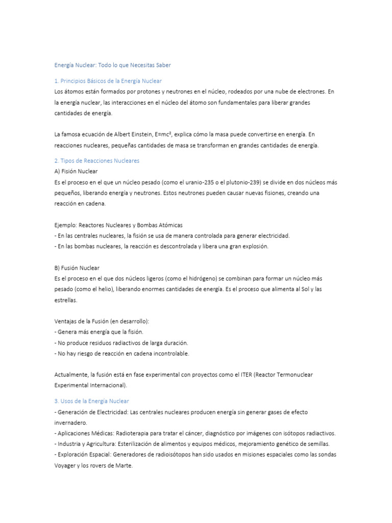 Energía Nuclear: Guía Completa y Actualizada | PDF | La energía nuclear ...