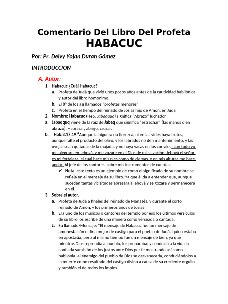Comentario Biblico de Habacuc | PDF | Libros del Antiguo Testamento ...