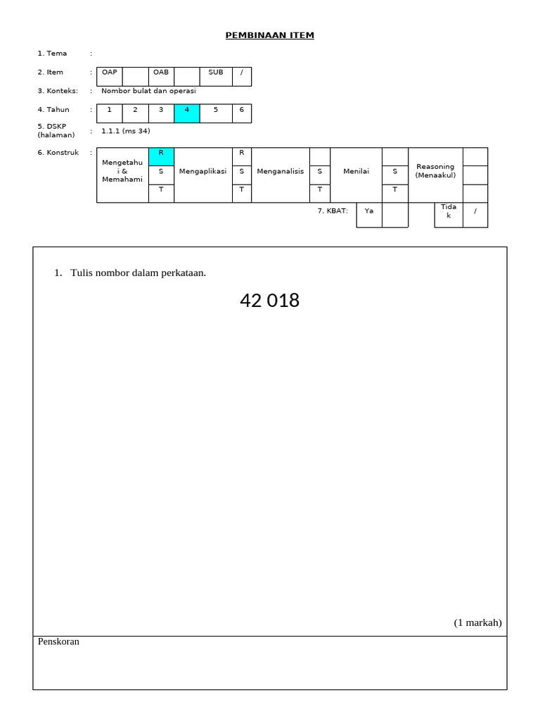 Jsi Matematik Tahun 4 | PDF