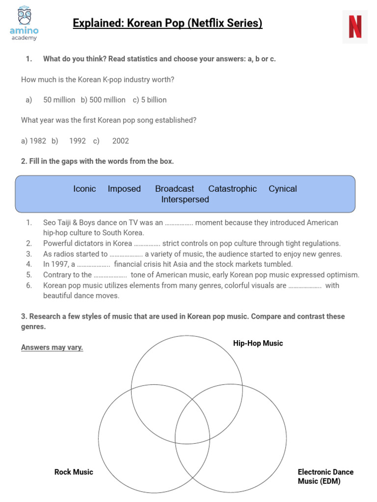 05 Explained KPop Questions Worksheet | PDF | Entertainment