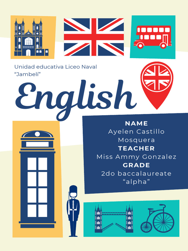 Flyer Academia de Ingles Ilustrativo Creativo Azul | PDF
