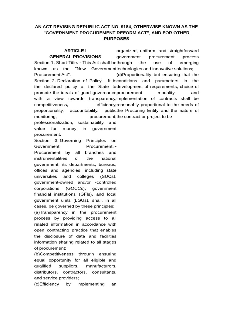 Government Procurement Law | PDF | Specification (Technical Standard ...