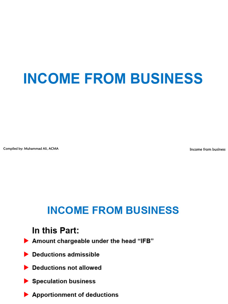 Income From Business Part 1 | PDF | Tax Deduction | Expense