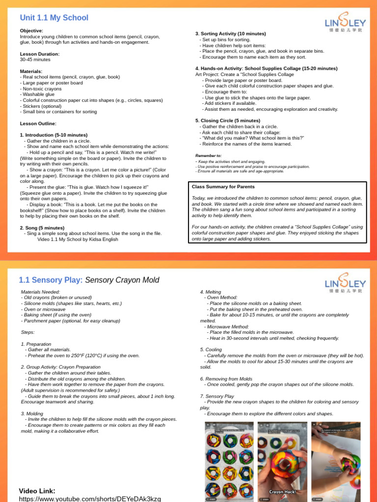 Fun School Items Activities for Kids | PDF