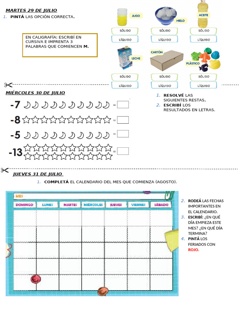 Tarea Semanal Del 29 Al 31 - JULIO | PDF