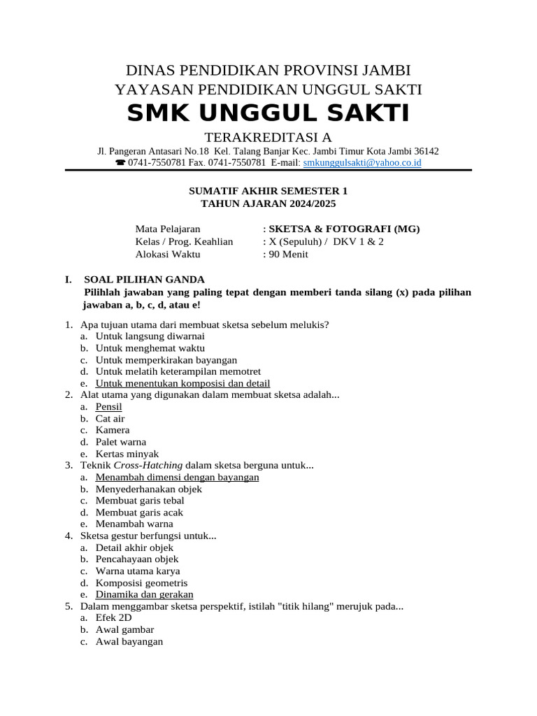 Dasar Sketsa Dan Fotografi | PDF