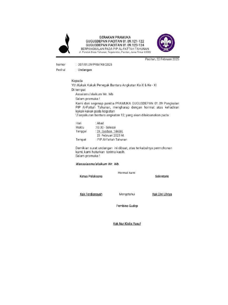 Surat Undangan Pramuka Dengan Logo | PDF