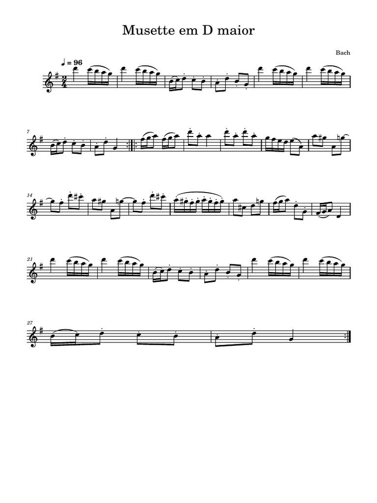 Musette em D Maior - Bach | PDF