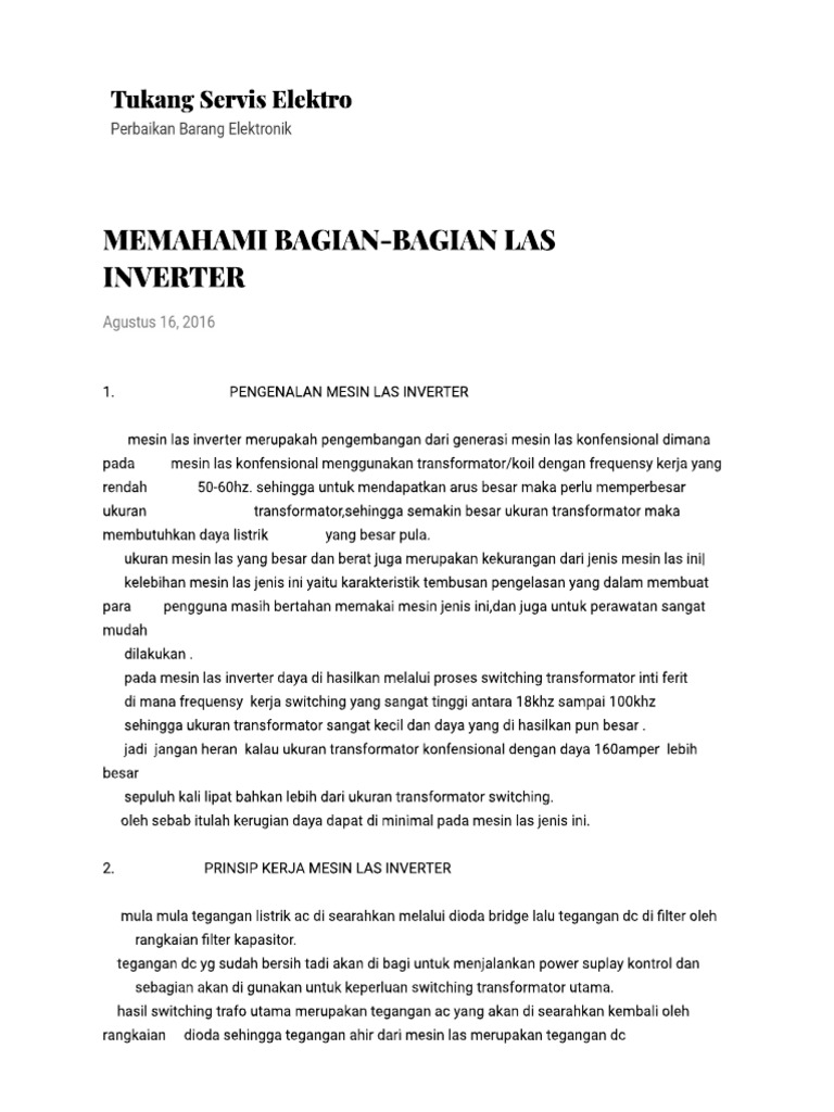 Memahami Bagian-Bagian Las Inverter | PDF