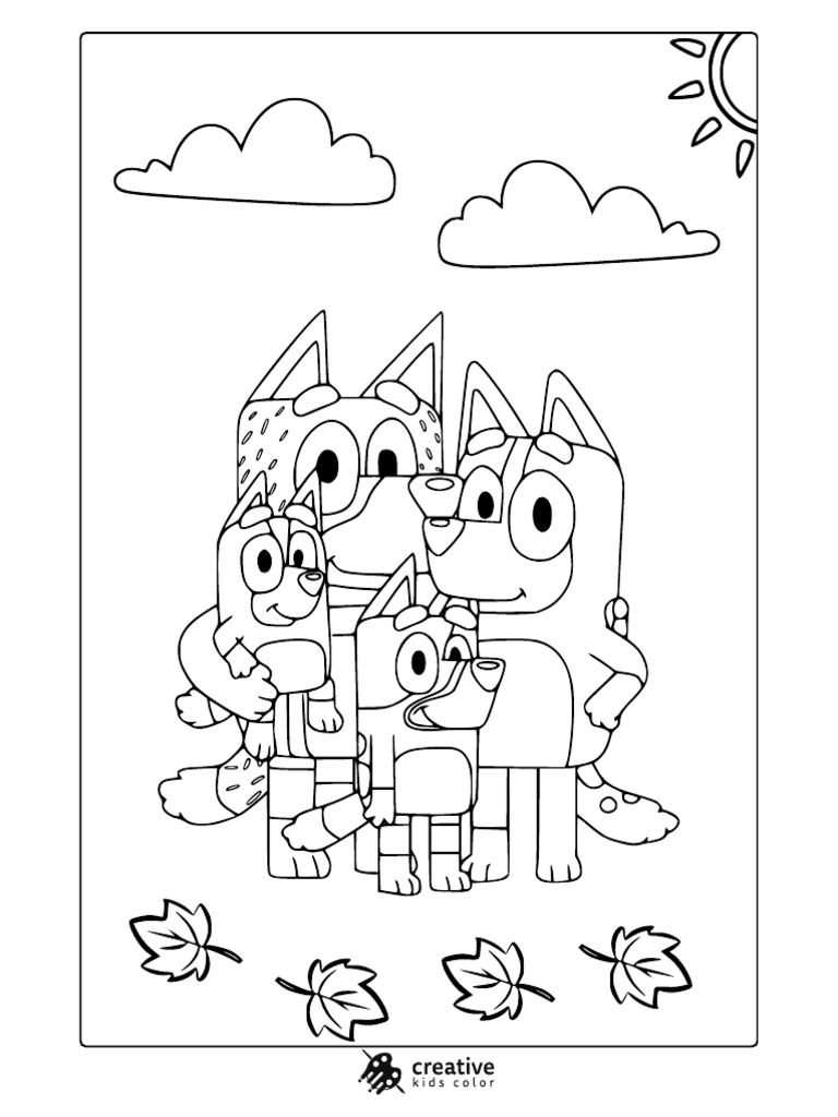 Bluey Family Coloring Page | PDF