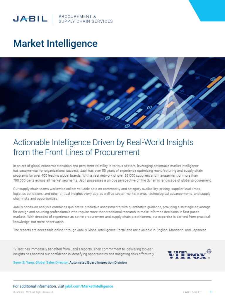 Jabil Market Intelligence Fact Sheet (2025) | PDF | Supply Chain | Supply Chain Management