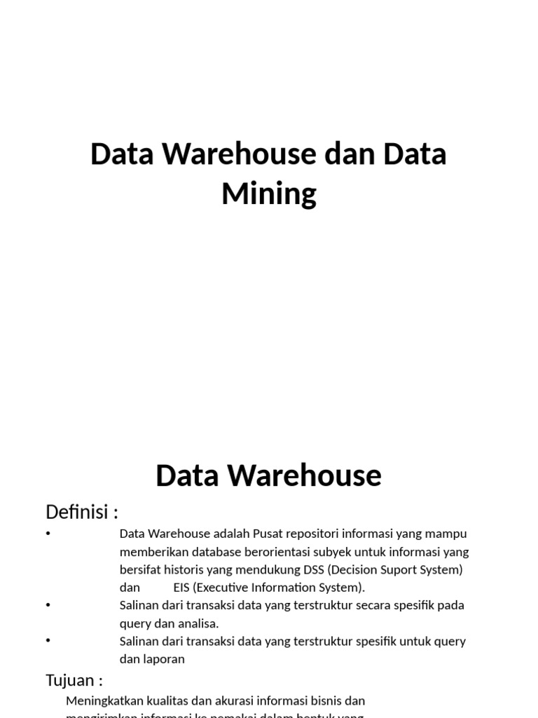 Kuliah 3 Dan 4-Datawarehouse-Olap-Dan-Data-Mining Revisi Jan 2018 | PDF