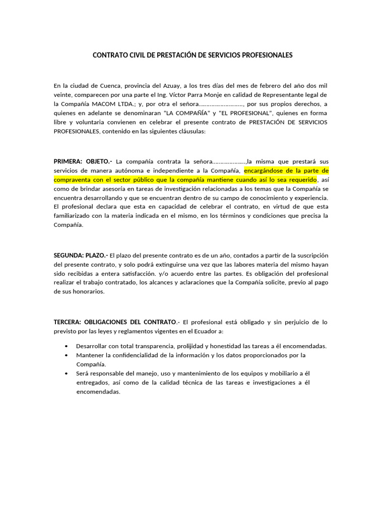 Contrato de Servicios Profesionales Macom | PDF | Propiedad intelectual | Derecho laboral