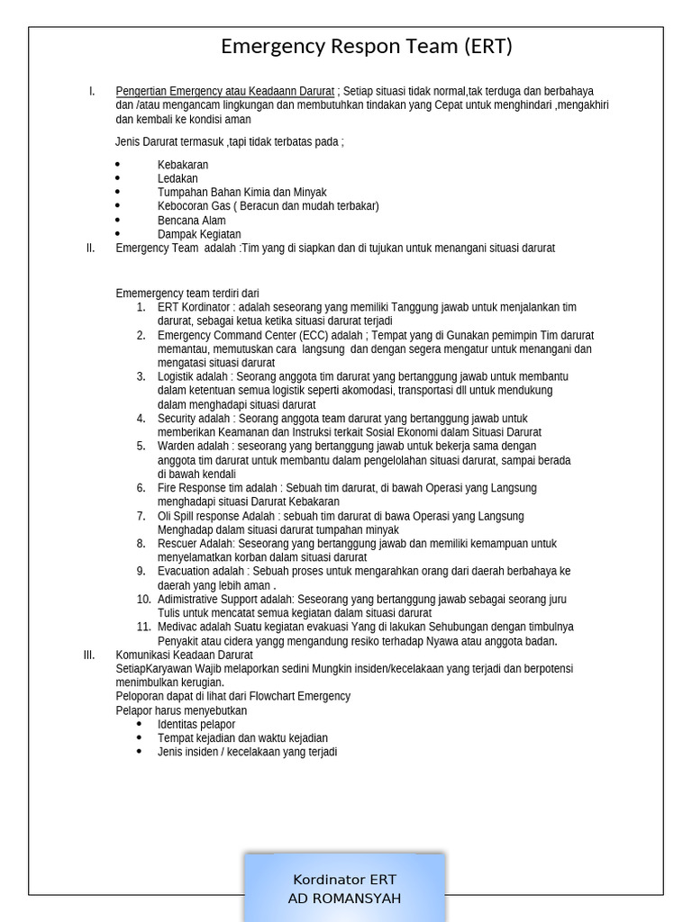 Definisi dan Peran Rescuer ERT | PDF