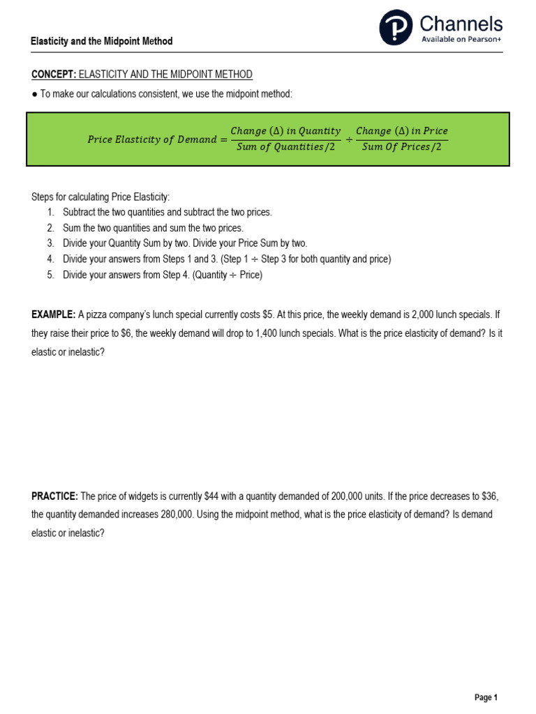 Midpoint Method for Price Elasticity | PDF
