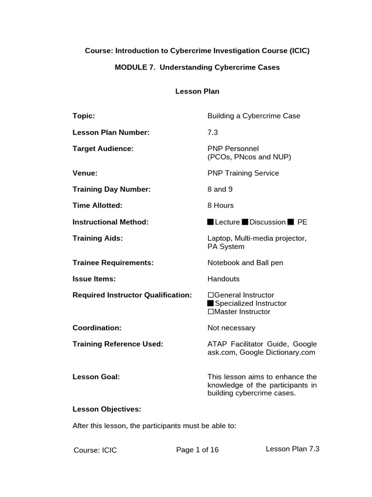 Building Cybercrime Cases: Lesson 7.3 | PDF | Digital Forensics ...