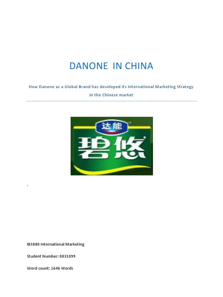 International Marketing: Danone in China | PDF | Brand | Marketing Strategy