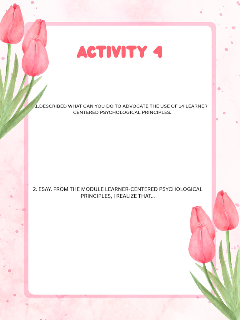 Pink Floral Watercolor Page Border A4 Document | PDF