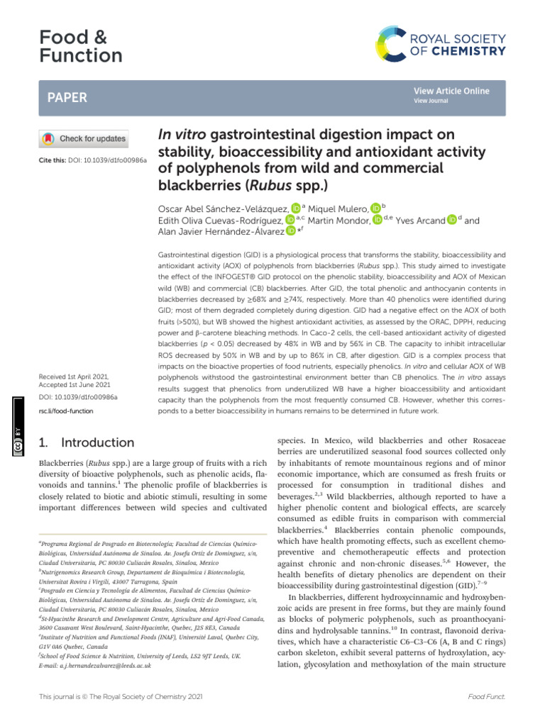 Gastrointestinal Study Blacberries 2021 - Sanchez - Velazquez Et Al ...