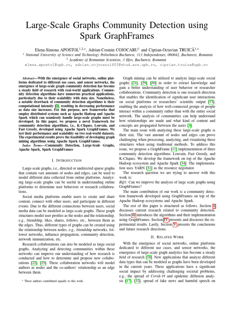 Large-Scale Graphs Community Detection using Spark GraphFrames | PDF | Vertex (Graph Theory ...