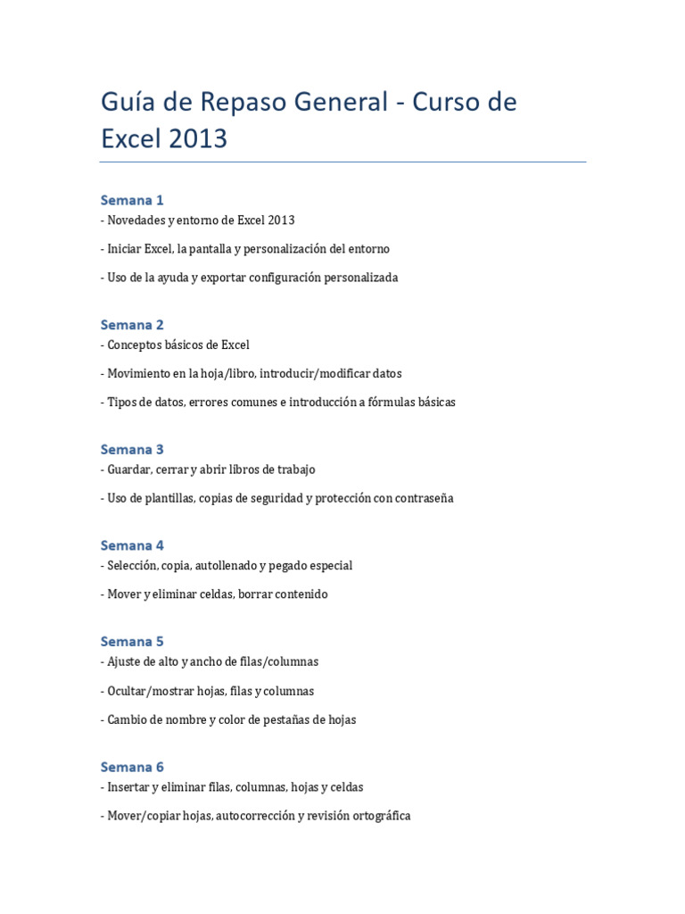 Guia Repaso Excel 2013 Con Ejercicios | PDF
