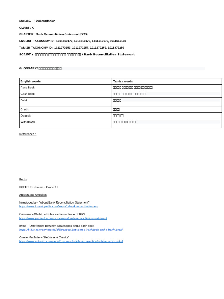 Bank Reconciliation Statement - Script Revised | PDF | Banks | Banking
