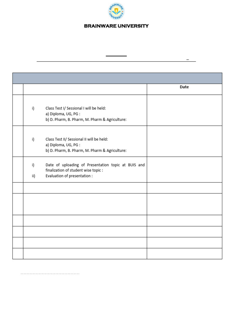 Brainware University Exam Calendar 2025-26 | PDF | Vocational Education | Qualifications