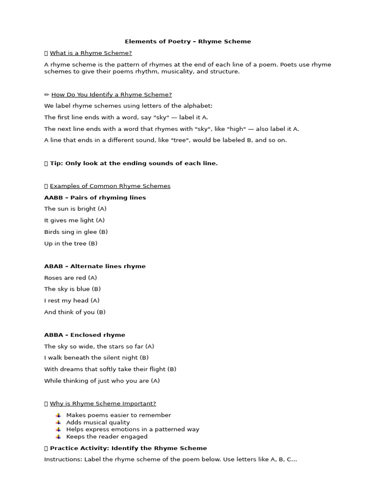 Understanding Rhyme Schemes in Poetry | PDF