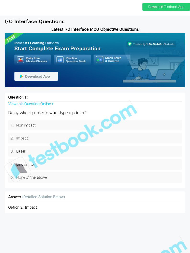 MCQ On Io Interface 5eea6a0a39140f30f369dadc | PDF