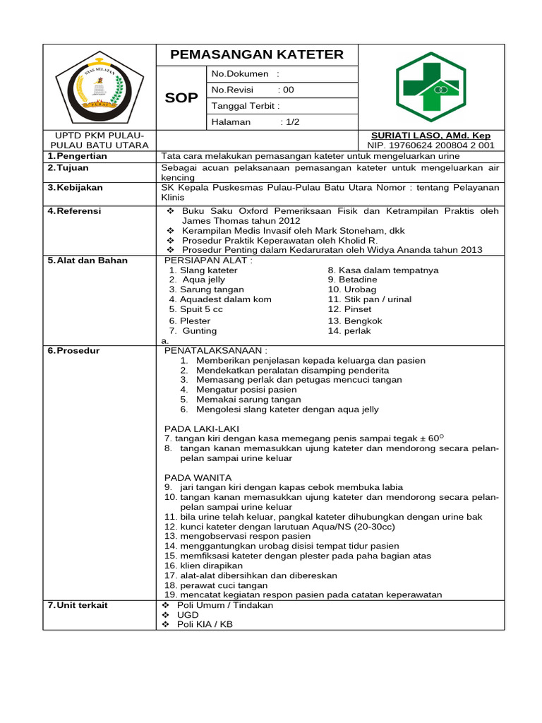 SOP Pemasangan Kateter PPBU | PDF