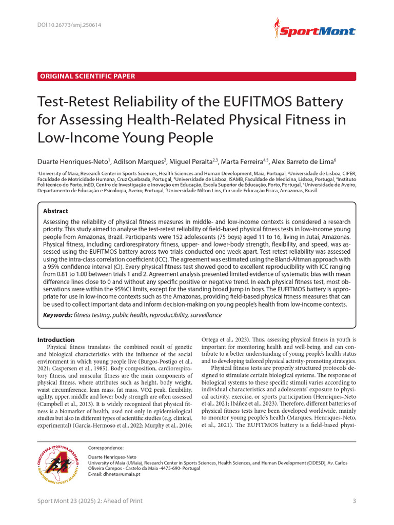 2025 - Test-Retest Reliability of The EUFITMOS Battery For Assessing ...