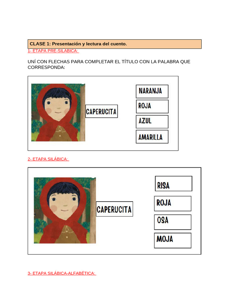 Actividades de Lectura: Caperucita Roja | PDF | Caperucita Roja | Alfabeto