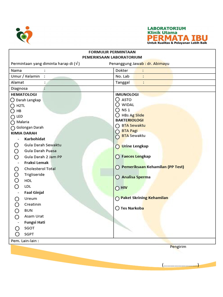 Formulir Permintaan Lab Medis | PDF