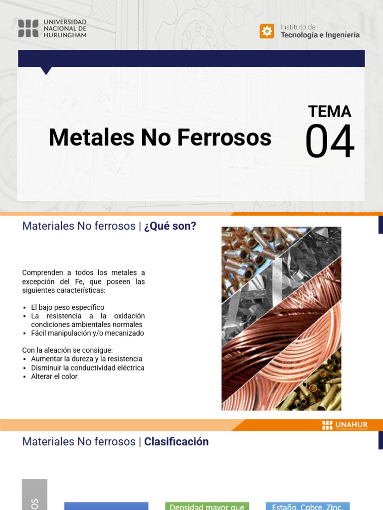 T1 - Tema 4 - Metales No Ferrosos | PDF | Cobre | Aluminio