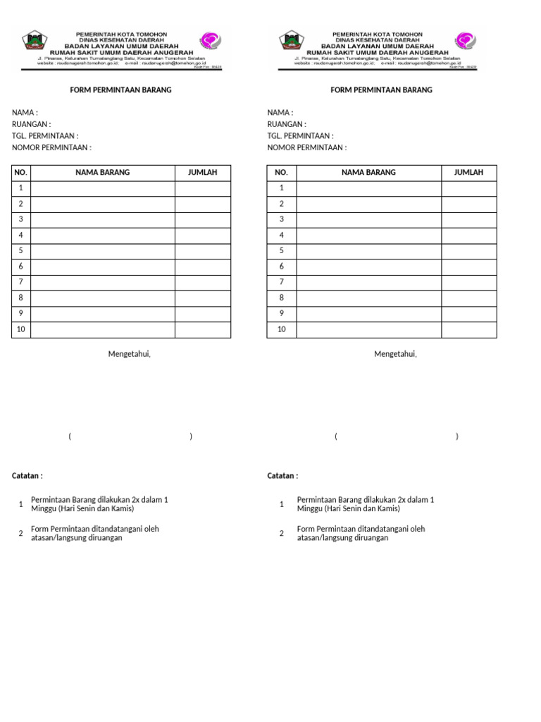 Form Permintaan Barang | PDF