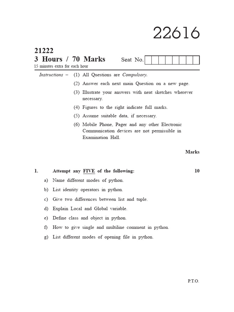 2022 Summer Question Paper (Msbte Study Resources) | PDF | Python ...