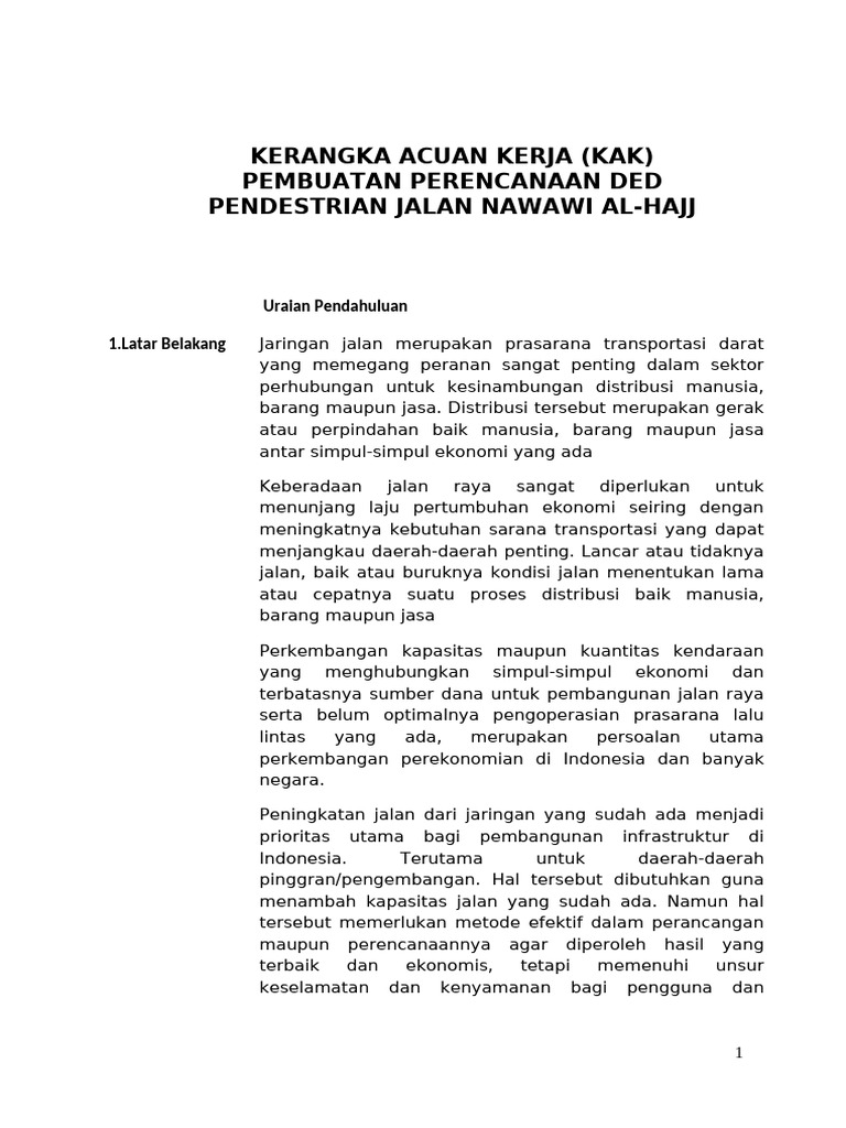 Perencanaan DED Pendestrian Al-Hajj | PDF