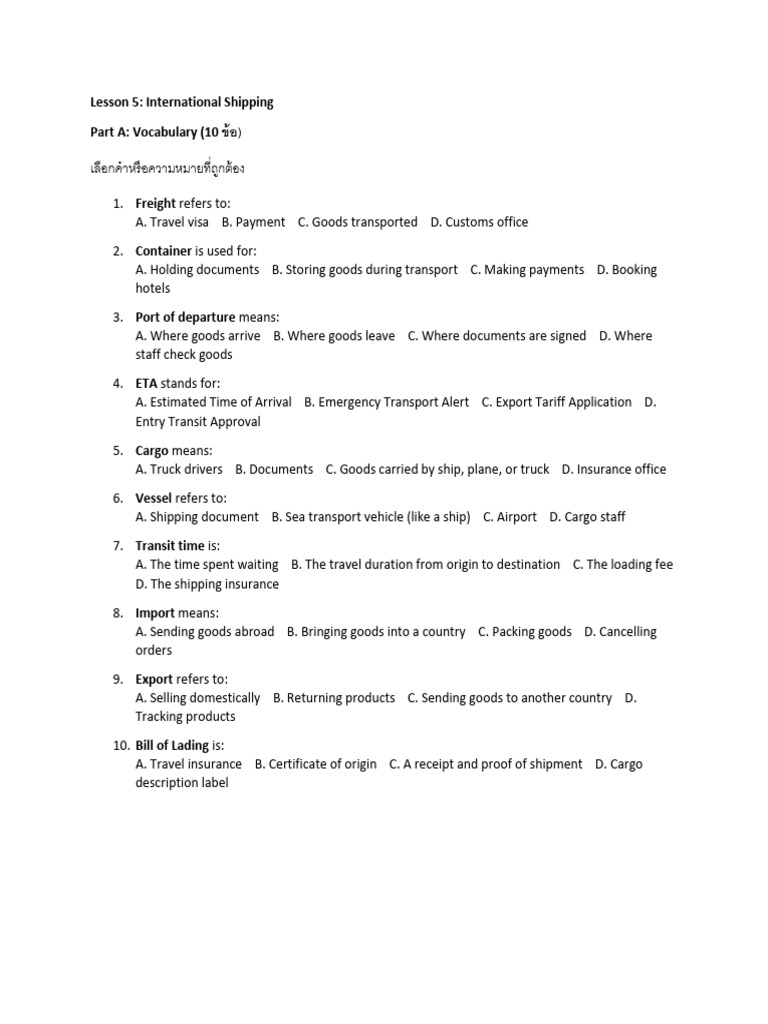 Lesson 5 new English for Logistics | PDF | Cargo | Bill Of Lading