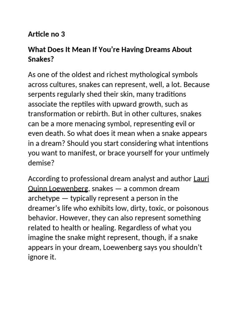 Interpreting Dreams of Snakes | PDF | Rattlesnake | Snake